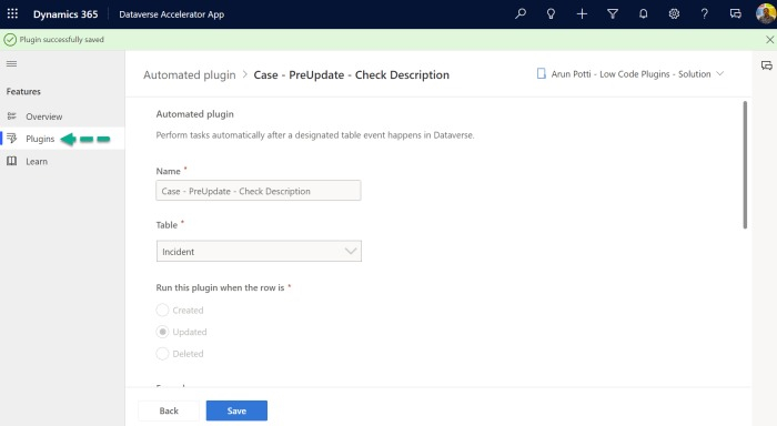 How to Create the Automated Plugin in the Dataverse Environment?